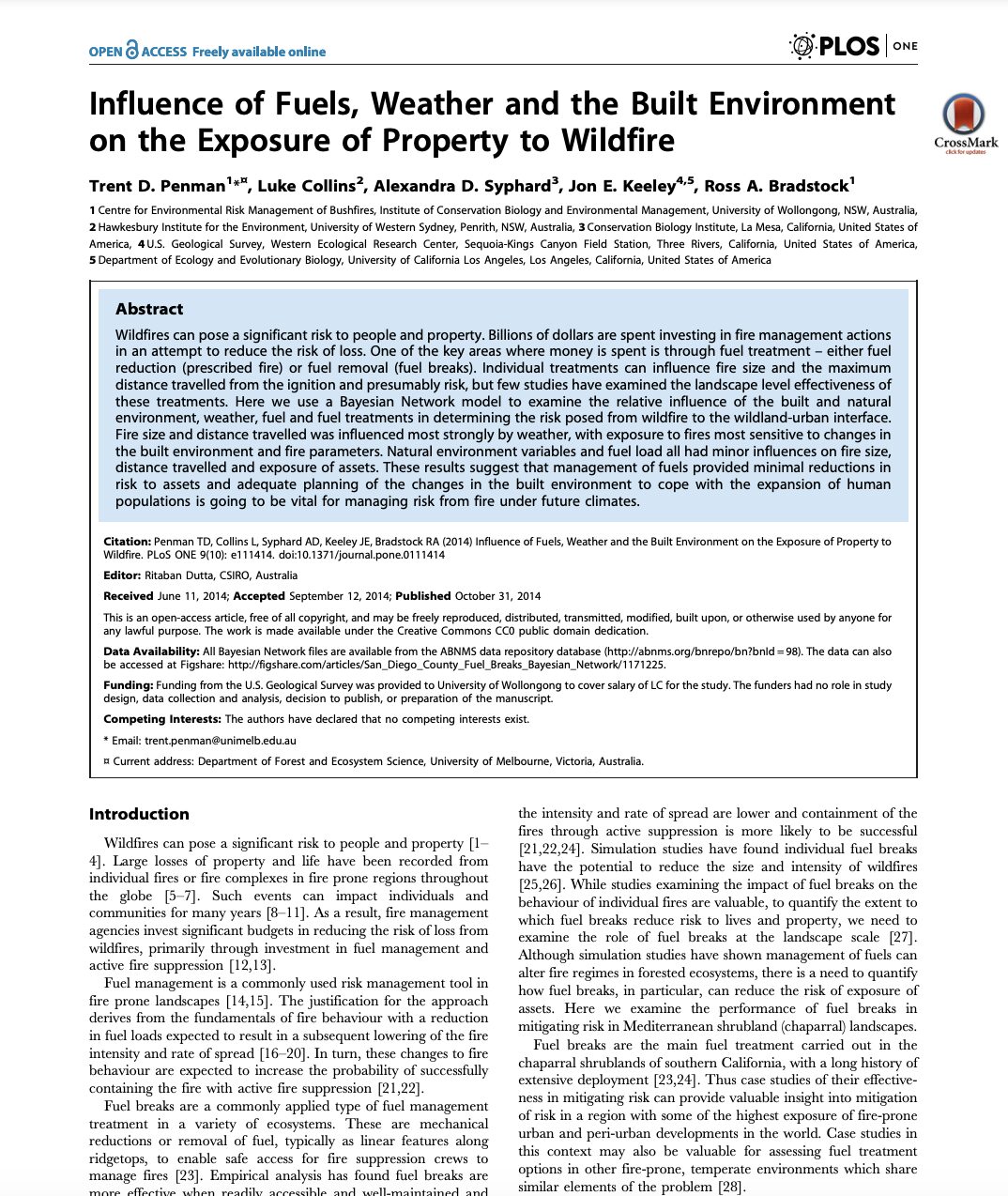 Influence of Fuels, Weather and the Built Environment on the Exposure ...